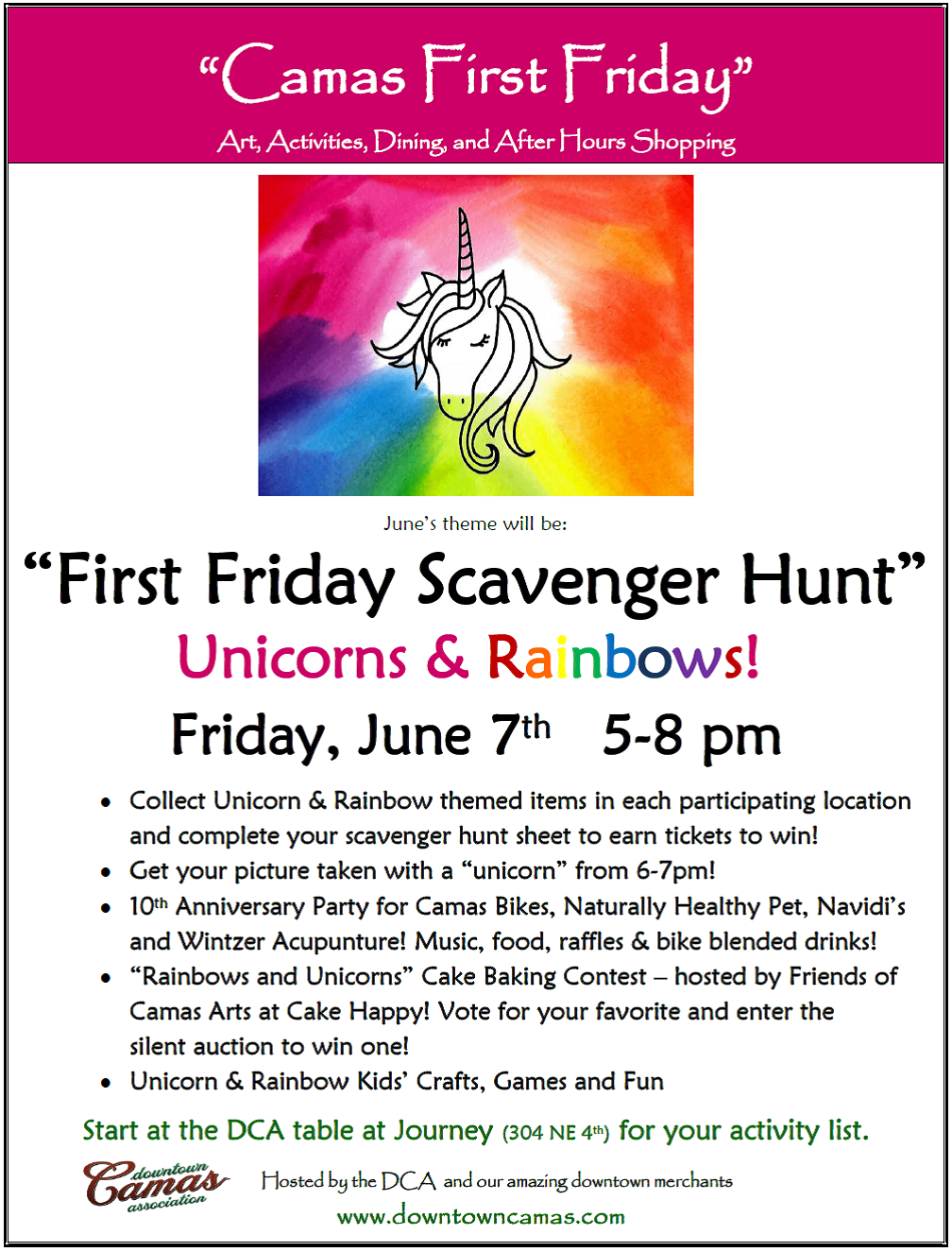 Downtown Camas Scavenger Hunt First Friday - UNICORNS & RAINBOWS ...